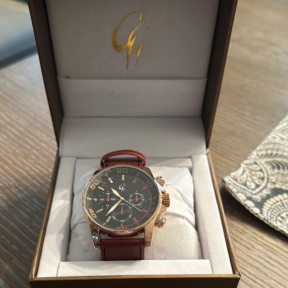 GG Collection | Accessories | Gg Luxury Gold And Brown Chronograph ...